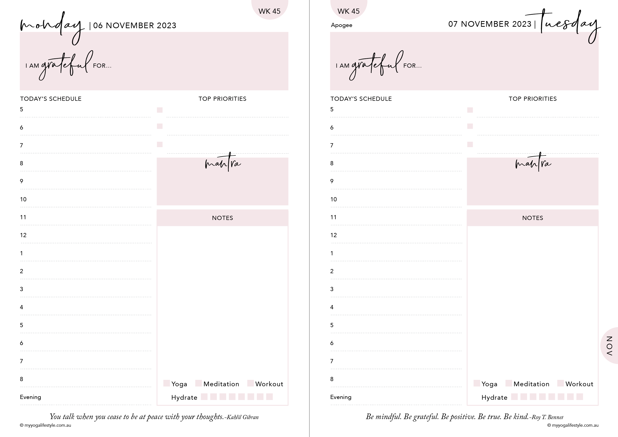 MYL – Mindfulness Planner